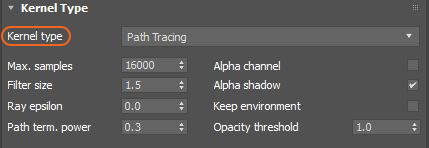 Render Kernel Settings – OTOY, Inc. SANDBOX
